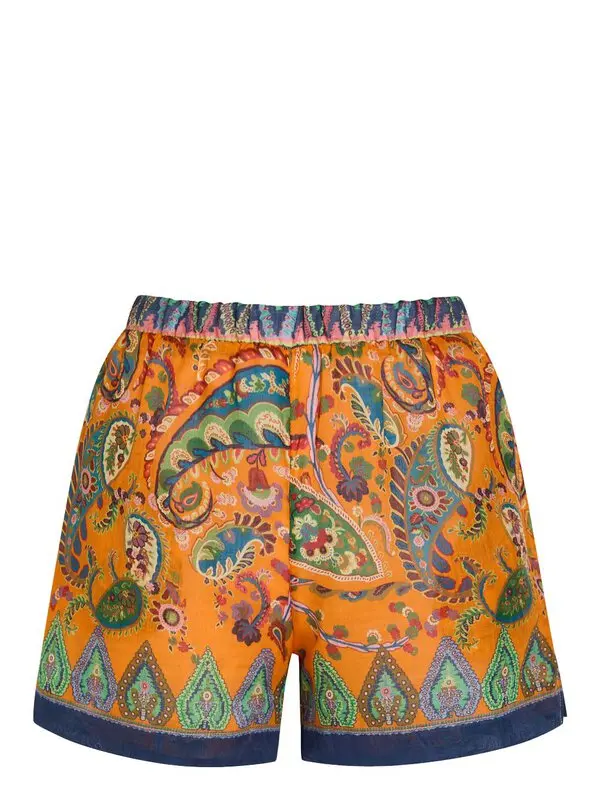 Etro Paisley-print Ramie Shorts - Orange
