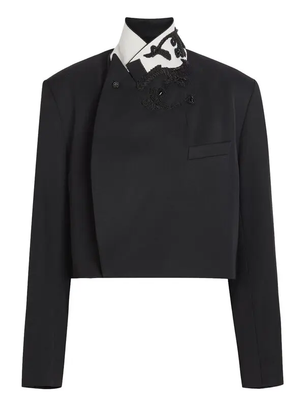Dries Van Noten Embroidered Wool Blazer - Black