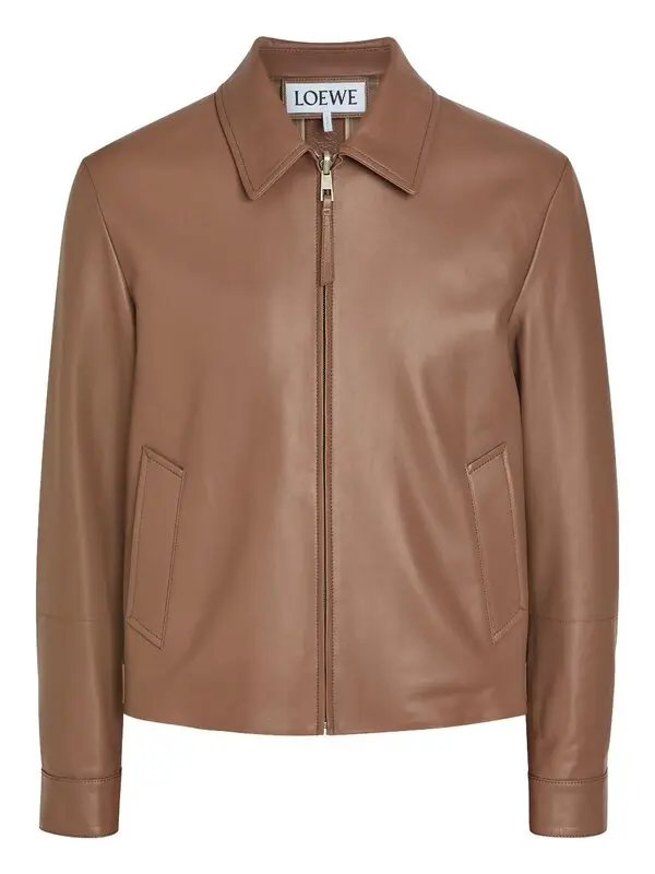 Loewe Nappa Leather Zip-up Jacket - Taupe