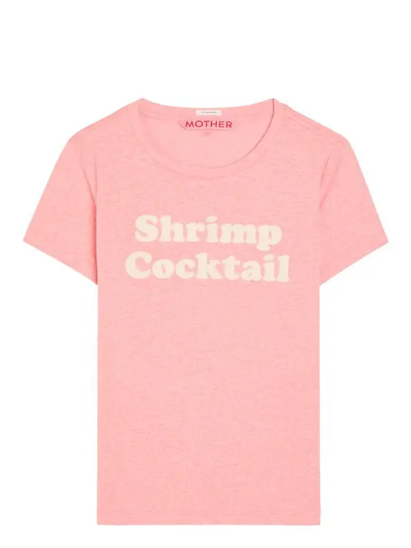 MOTHER Appliquéd Jersey T-shirt - Pink