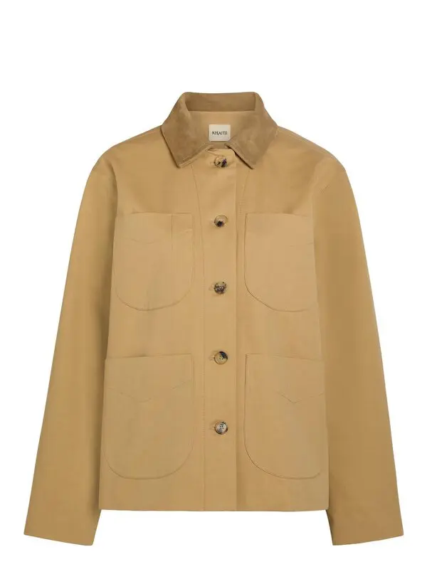 Khaite Cotton Jacket With Suede Collar - Beige