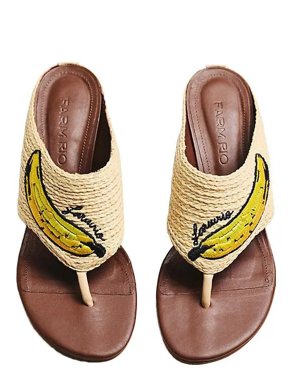 Farm Rio Raffia Icon Kitten Heels - Walnut Banana