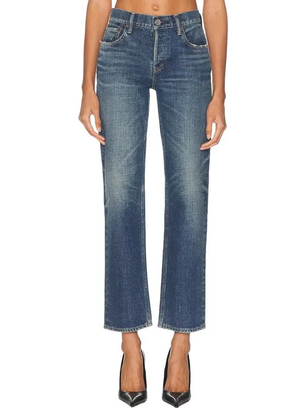 Moussy Vintage Hadley Straight Low Rise Jeans - Blue