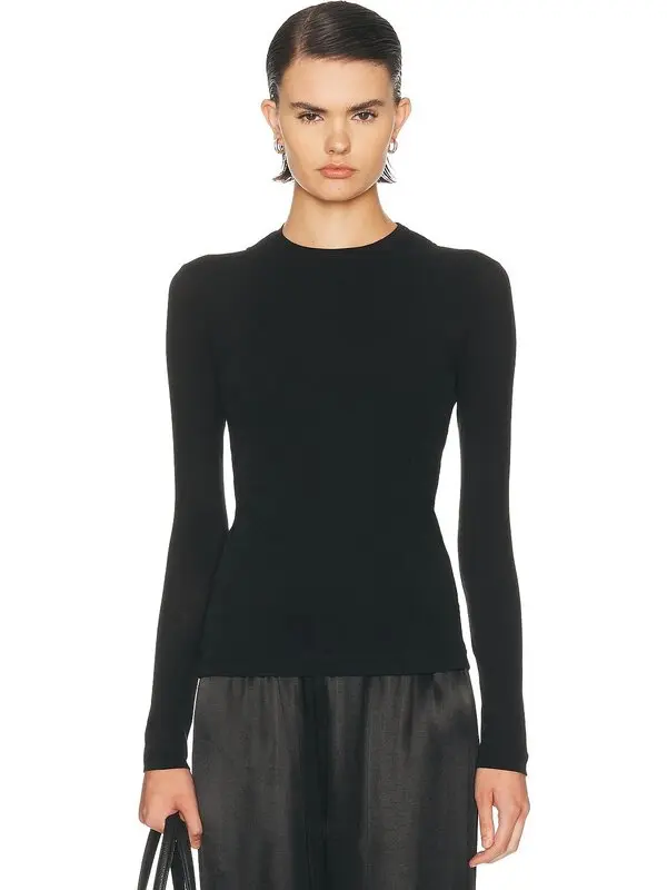 JIL SANDER Double Layer Long Sleeve Top - Black