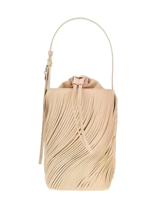 Emporio Armani Fringe-detailed Leather Bucket Bag - Neutrals