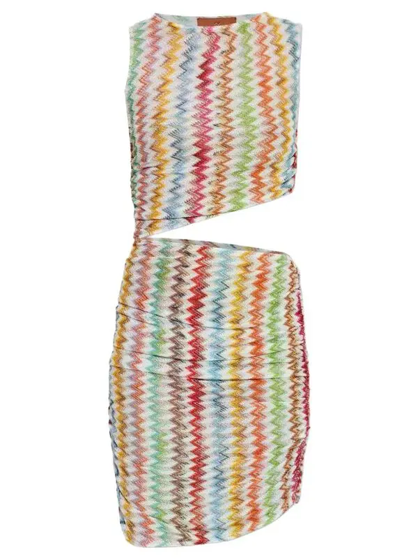 Missoni Zigzag-knit Cut-out Mini Dress - White