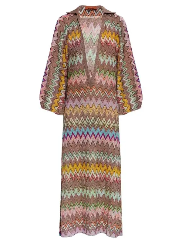 Missoni Zigzag-knit Metallic Maxi Dress - Brown