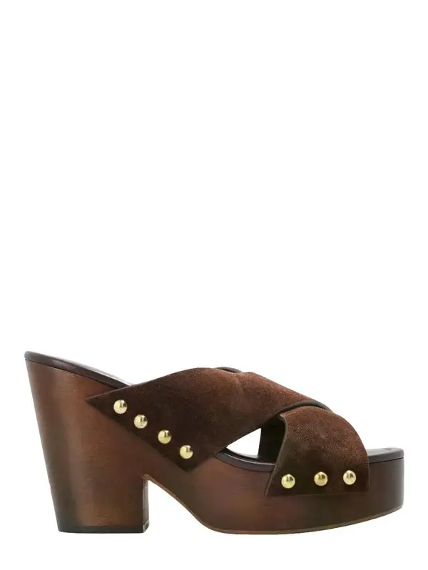 Paris Texas Studded Crossover Sandals - Brown