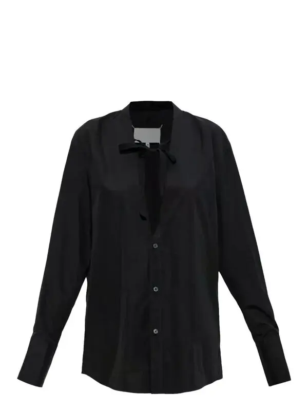 MAISON MARGIELA Frayed-edge Tie-fastening Shirt - Black