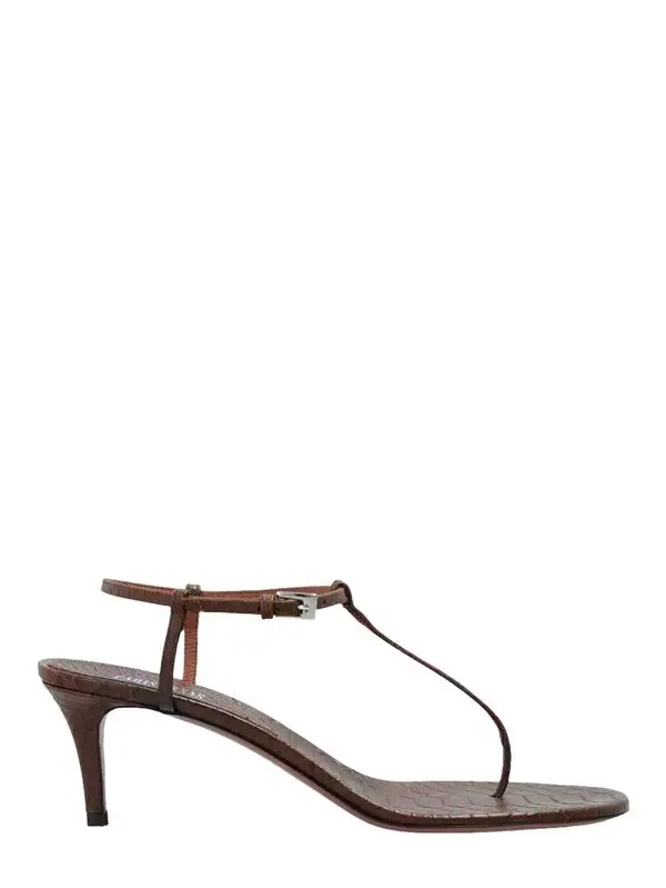 Paris Texas Crocodile-effect Leather Sandals - Brown