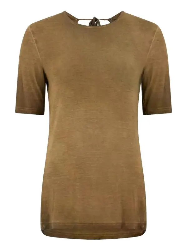 UMA WANG Cowl-back Tie-fastening T-shirt - Brown
