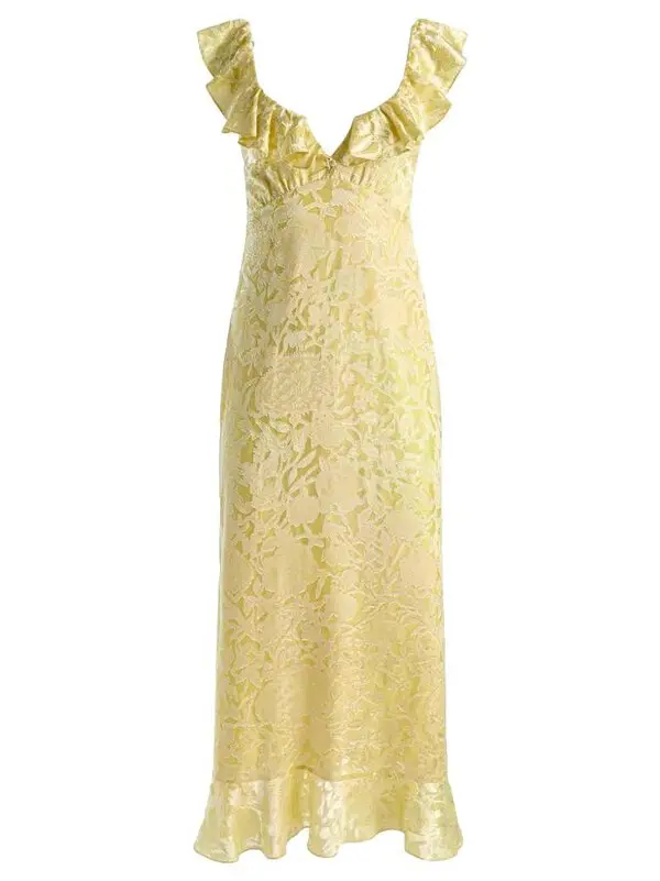 Alice + Olivia Gemma Floral-jacquard Midi Dress - Yellow