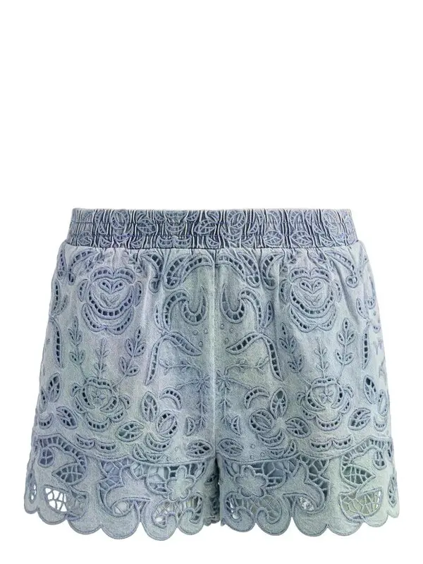 Alice + Olivia Kenley Scalloped-hem Shorts - Blue