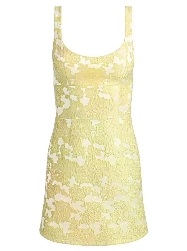 Alice + Olivia Charlotte Floral Embroidered Mini Dress - Yellow