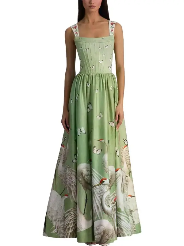 Alice + Olivia Butterfly-print Maxi Dress - Green