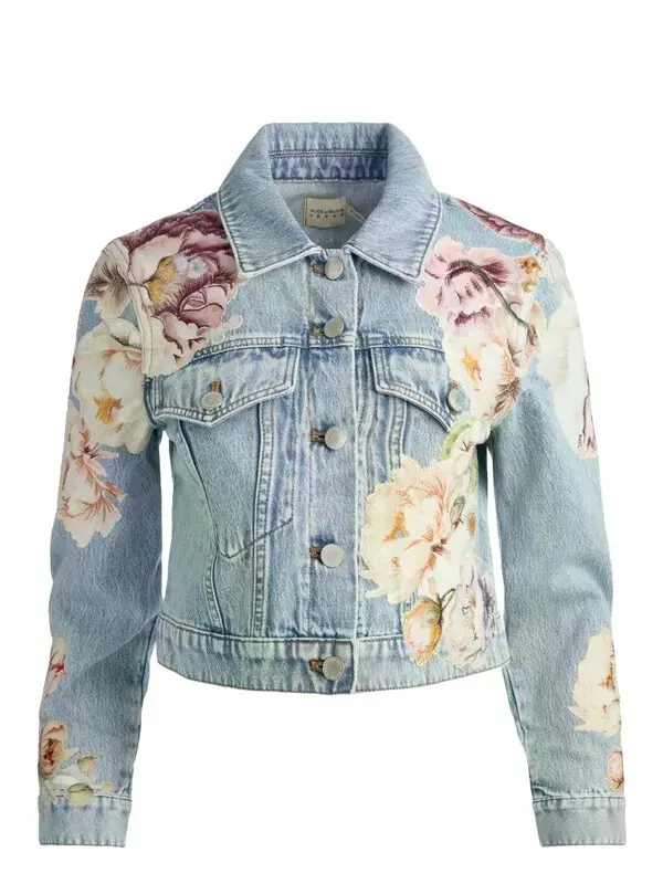 Alice + Olivia Floral-print Denim Jacket - Blue
