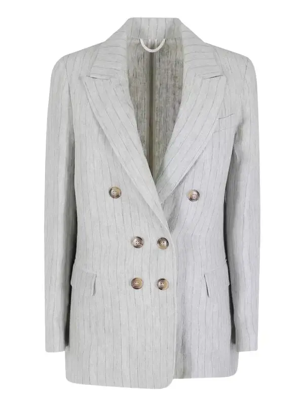 KILTIE Pinstripe Double-breasted Blazer - Grey