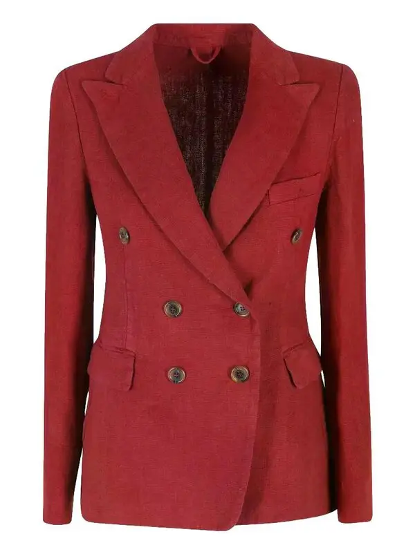 KILTIE Double-breasted Peak-lapel Blazer - Red