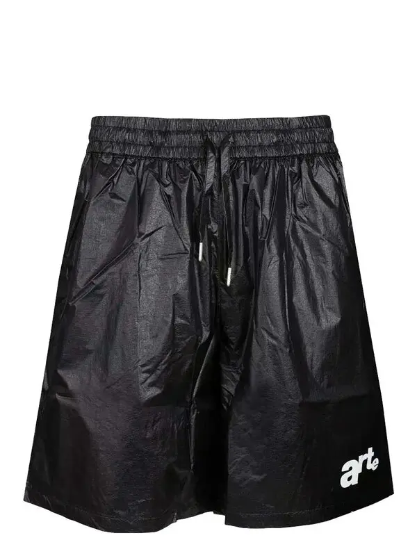 ARTE ANTWERP Logo-print Metallic Shorts - Black