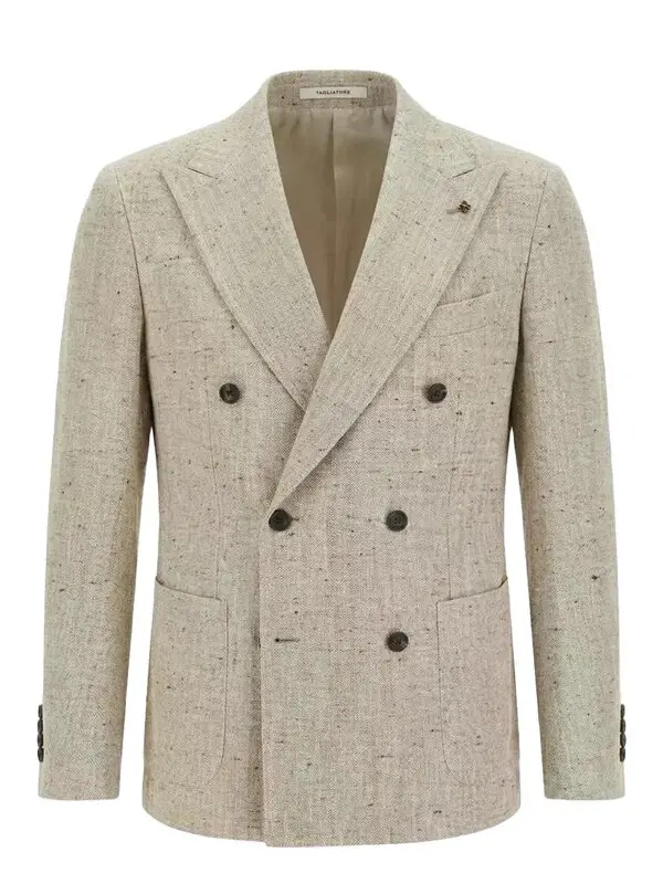 Tagliatore Revival Slub-texture Double-breasted Jacket - Neutrals