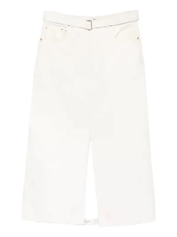 Sacai Belted Front-slit Midi Skirt - White