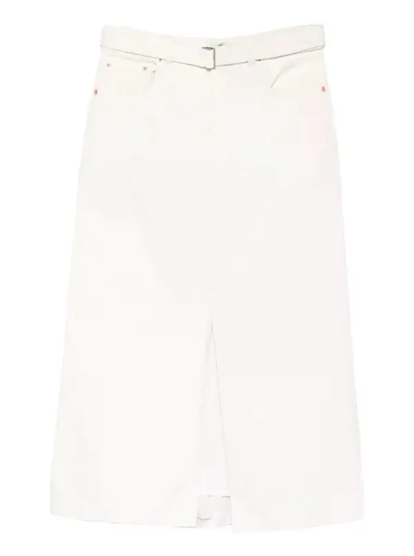 Sacai Belted Front-slit Midi Skirt - White