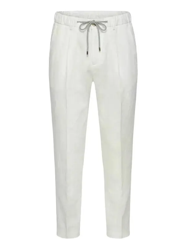 BARBA NAPOLI Drawstring Linen Trousers - White