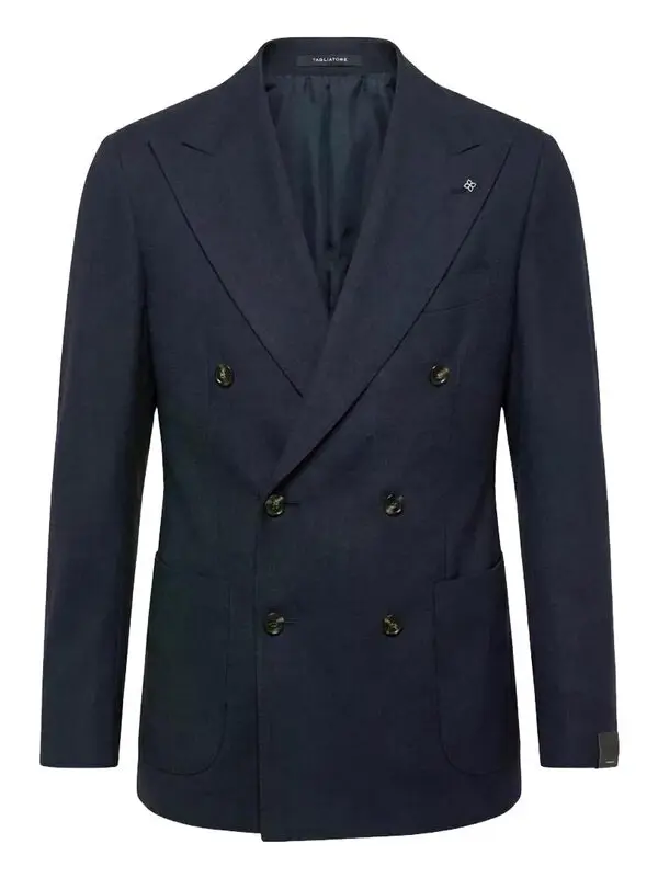 Tagliatore Revival Double-breasted Linen Blazer - Blue