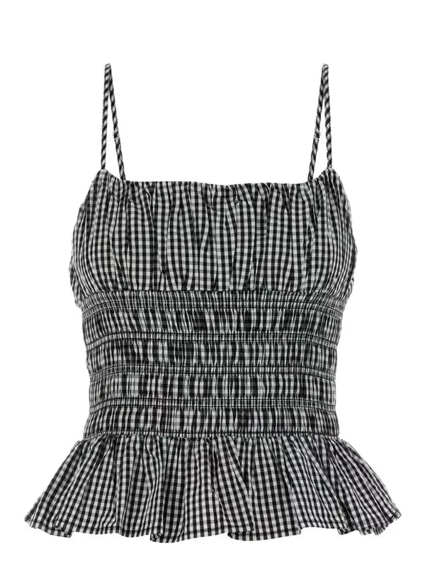 Michael Kors Gingham Smocked Top - Black