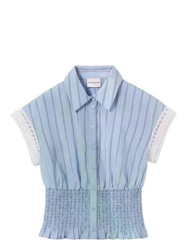 Claudie Pierlot Stripe-pattern Smocked-waist Shirt - Blue