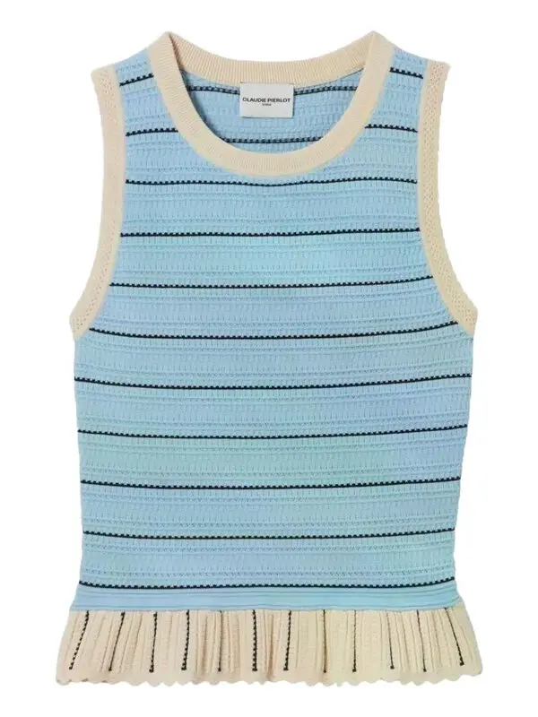 Claudie Pierlot Striped Peplum Tank Top - Blue