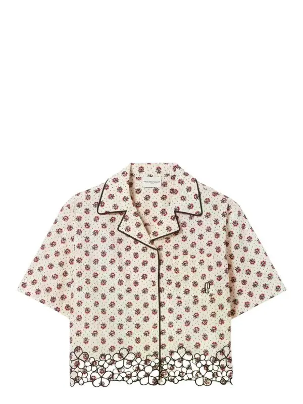 Claudie Pierlot Floral-print Scalloped-hem Shirt - Neutrals