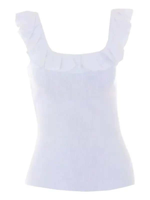 Michael Kors Ruffled Ribbed Tank - White