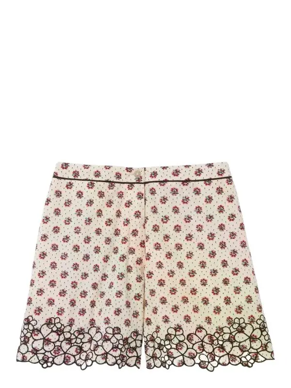 Claudie Pierlot Floral-print Embroidered Shorts - Neutrals