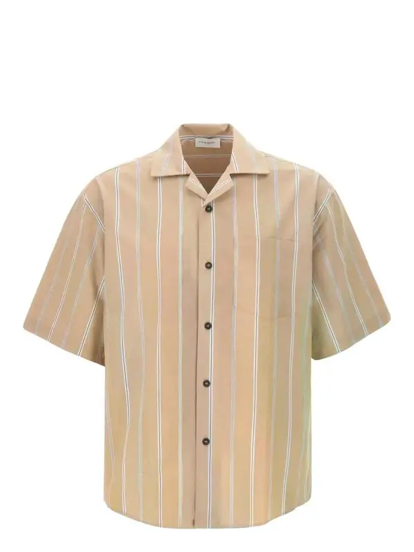 PAOLO PECORA Striped Boxy-fit Shirt - Neutrals