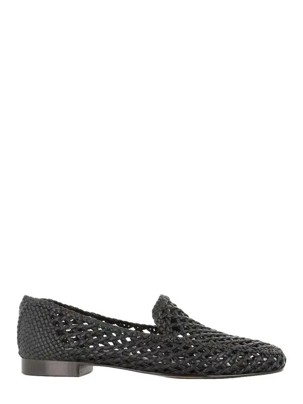 Le Monde Beryl Woven Leather Loafers - Black