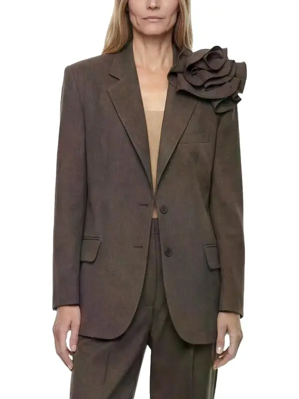 Magda Butrym Floral-appliqué Blazer - Brown