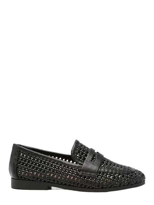 SERGIO MORETTI FIRENZE Woven Penny Loafers - Black