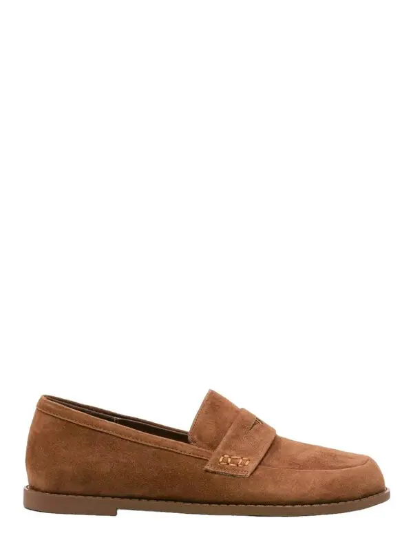 SERGIO MORETTI FIRENZE Suede Penny Loafers - Brown