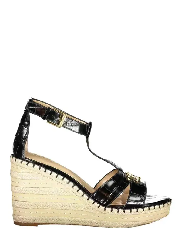 Ralph Lauren Crocodile-effect Espadrille Sandals - Black