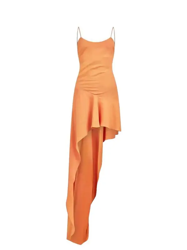 Andamane Lauren Lace-up Asymmetric Dress - Orange