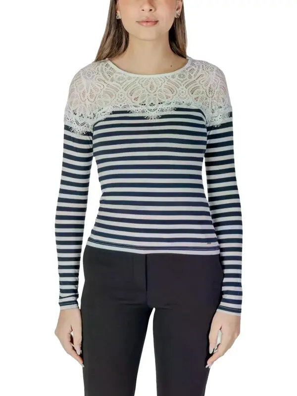 MORGAN Striped Long Sleeve Knitted Top - Blue