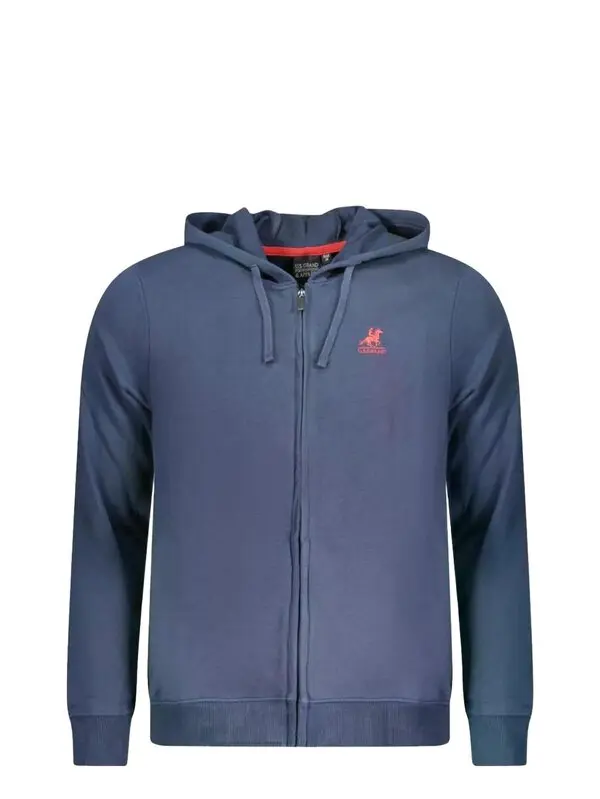 U.S. Grand Logo-embroidered Zip-up Hoodie - Blue
