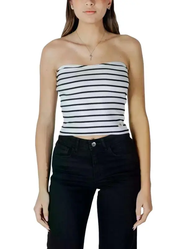 Calvin Klein Striped Ribbed Tube Top - White