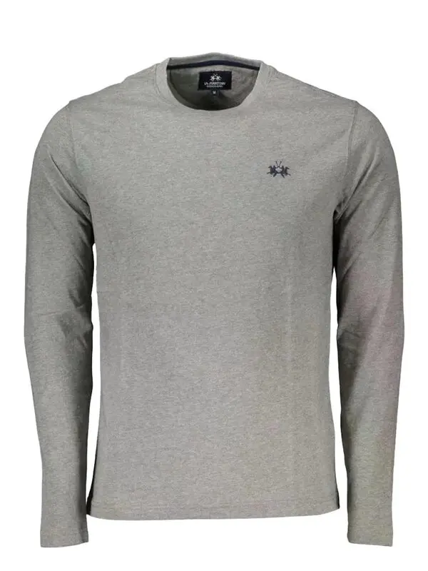 LA MARTINA Long-sleeve Logo-embroidered T-shirt - Grey