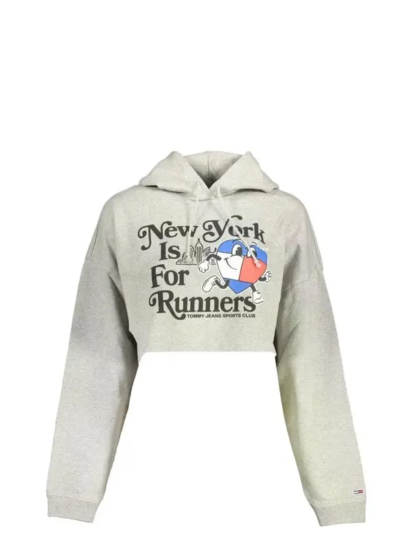 Tommy Hilfiger Graphic-print Cropped Hoodie - Grey