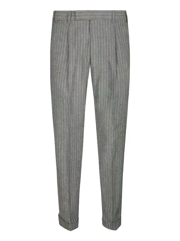 PT TORINO Pinstripe Pleated Trousers - Grey
