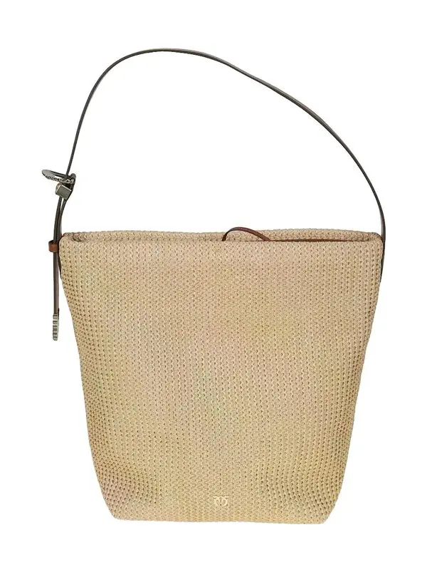 Pinko Woven Buckle-strap Bucket Bag - Neutrals