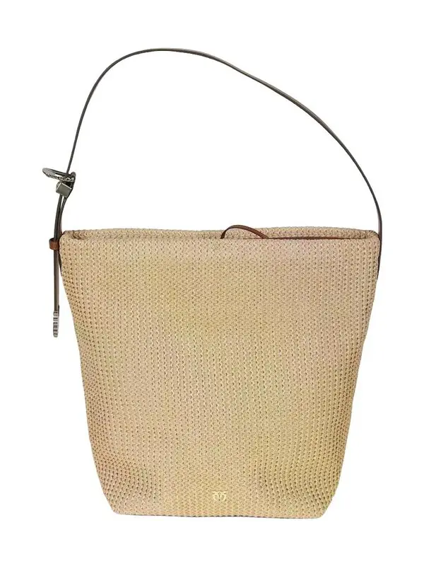 Pinko Woven Buckle-strap Bucket Bag - Neutrals
