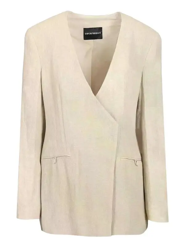 Emporio Armani Textured Double-breasted Blazer - Neutrals